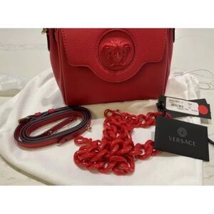 Versace | Bags | Versace La Medusa Top Handle Bag Leather Small Red ...